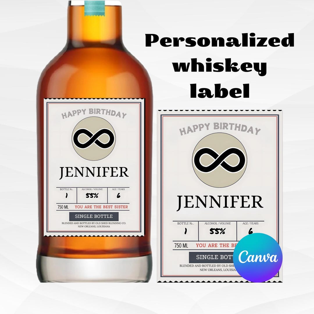 Bourbon Label Whiskey Label Canva Template Personalized Custom Digital ...