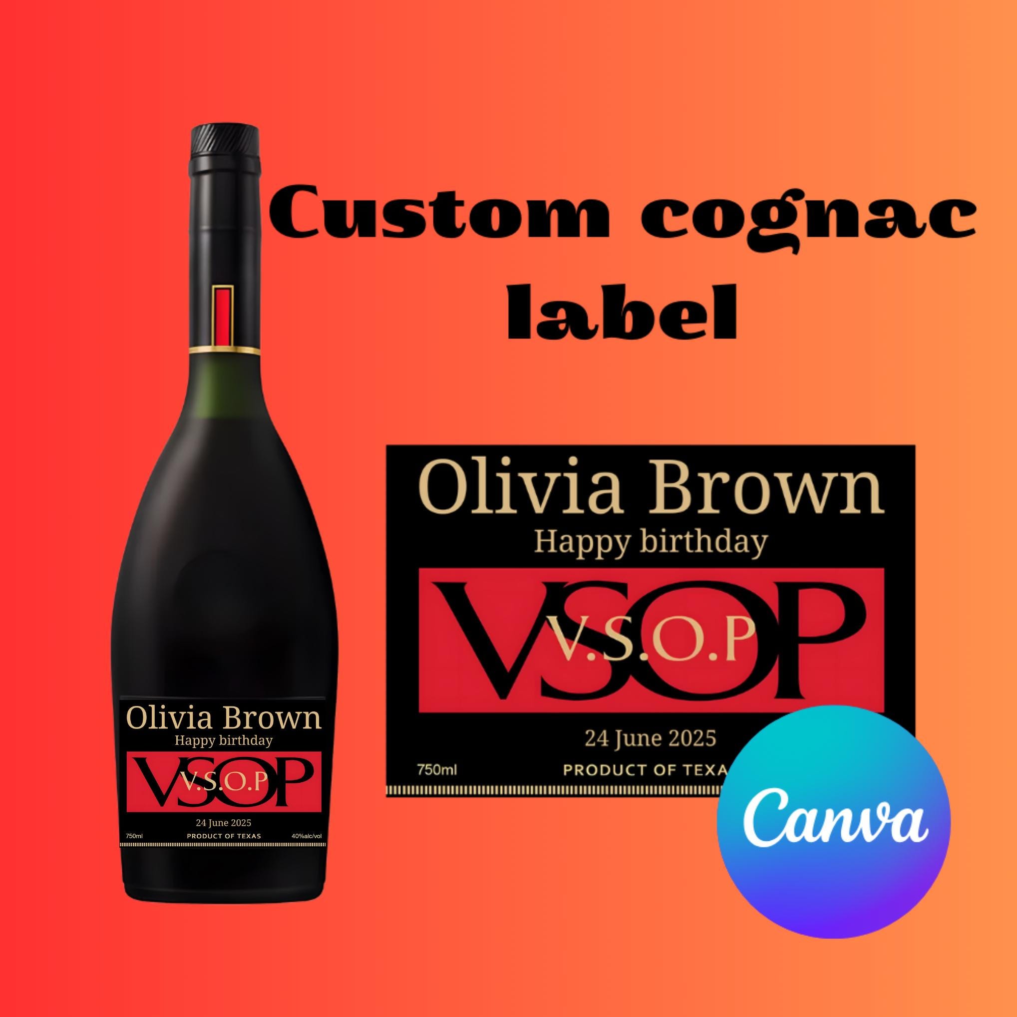 Cognac Label Canva Template Personalized Custom Digital Download ...