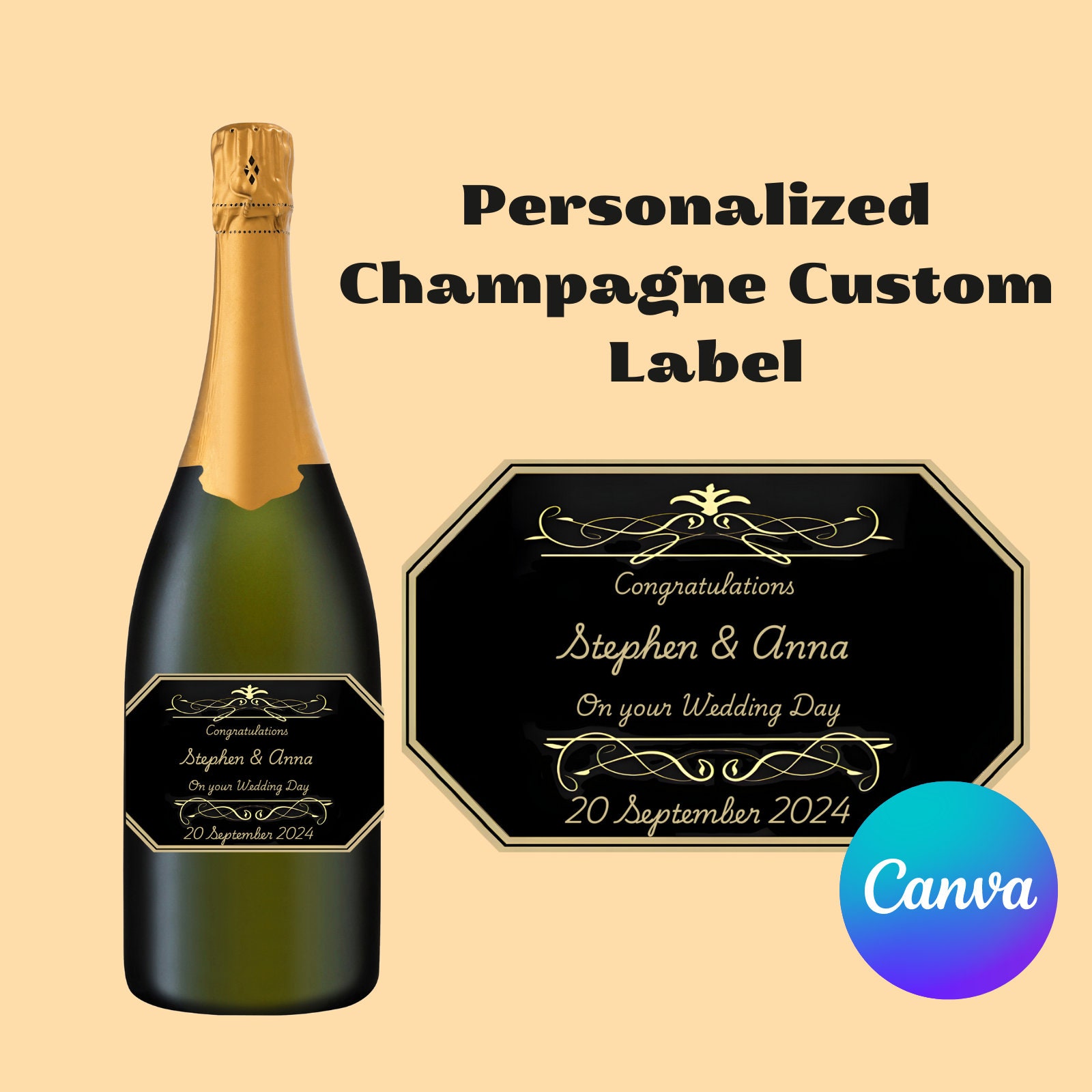 Personalised Prosecco Champagne Wine Digital Label Sticker Perfect Gift ...