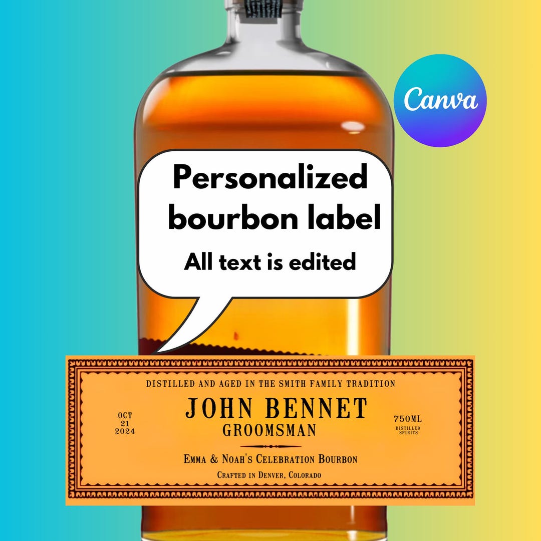Custom Bourbon Label Bottle, Bourbon Birthday Label, Bourbon Label ...