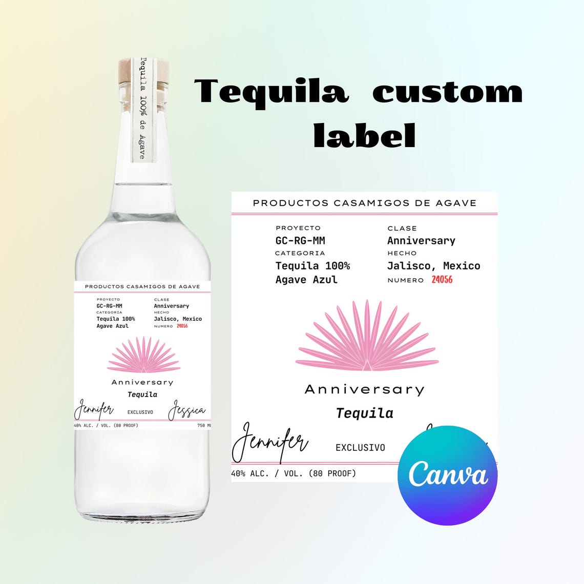 Tequila Label Canva Template Personalized Custom Digital Download ...