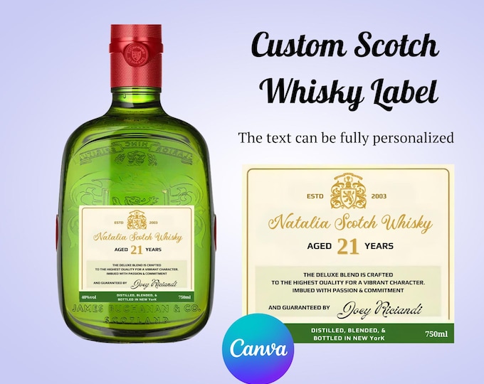 Buchanan Custom Whiskey Sticker Label, Buchanan Scotch Whiskey Birthday ...