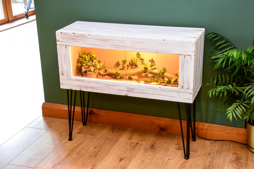 3ft Modern Distressed Reptile Vivarium on Hairpin Legs - Includes LED ...