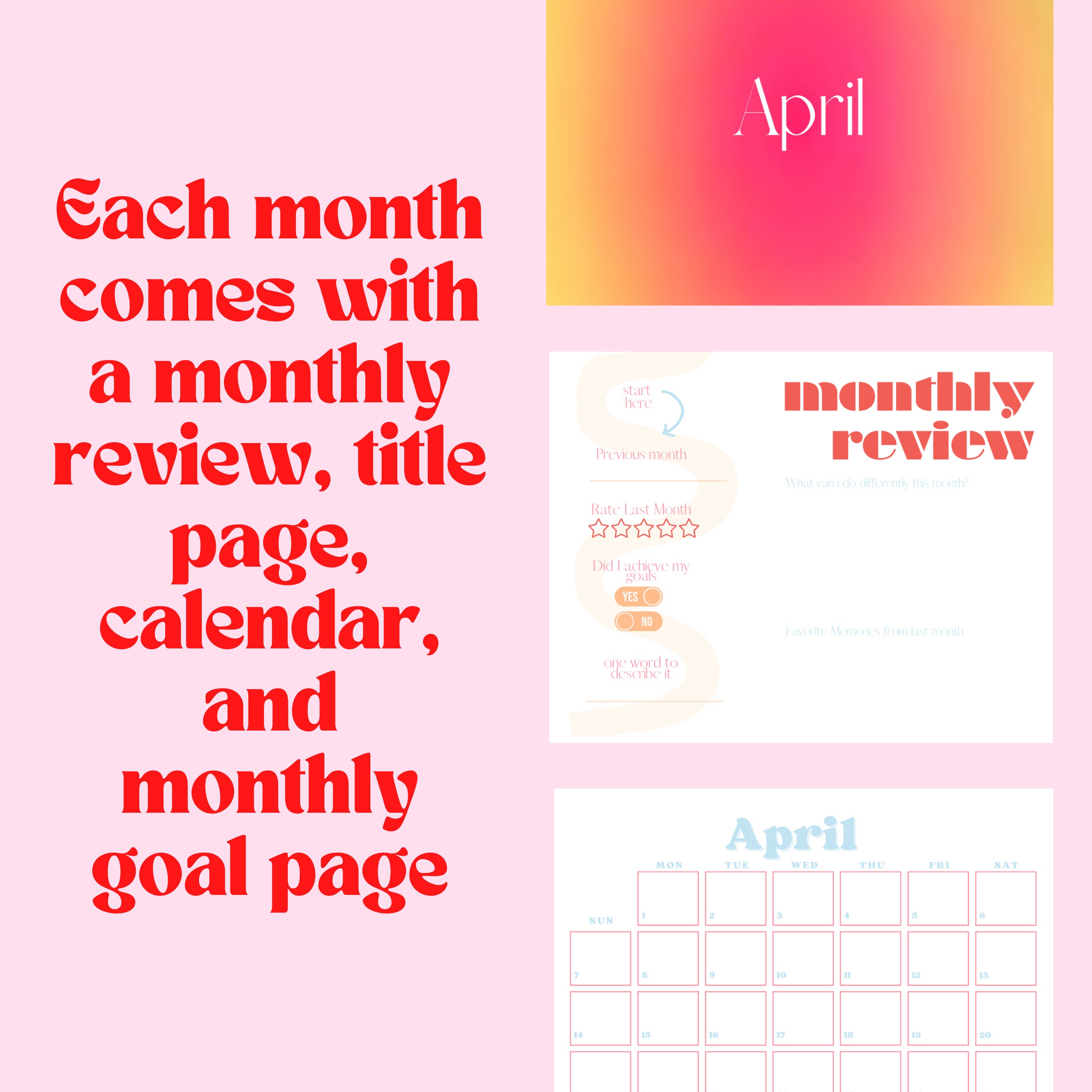 Trendy Printable Planner 6 Month, Monthly Planner - Etsy
