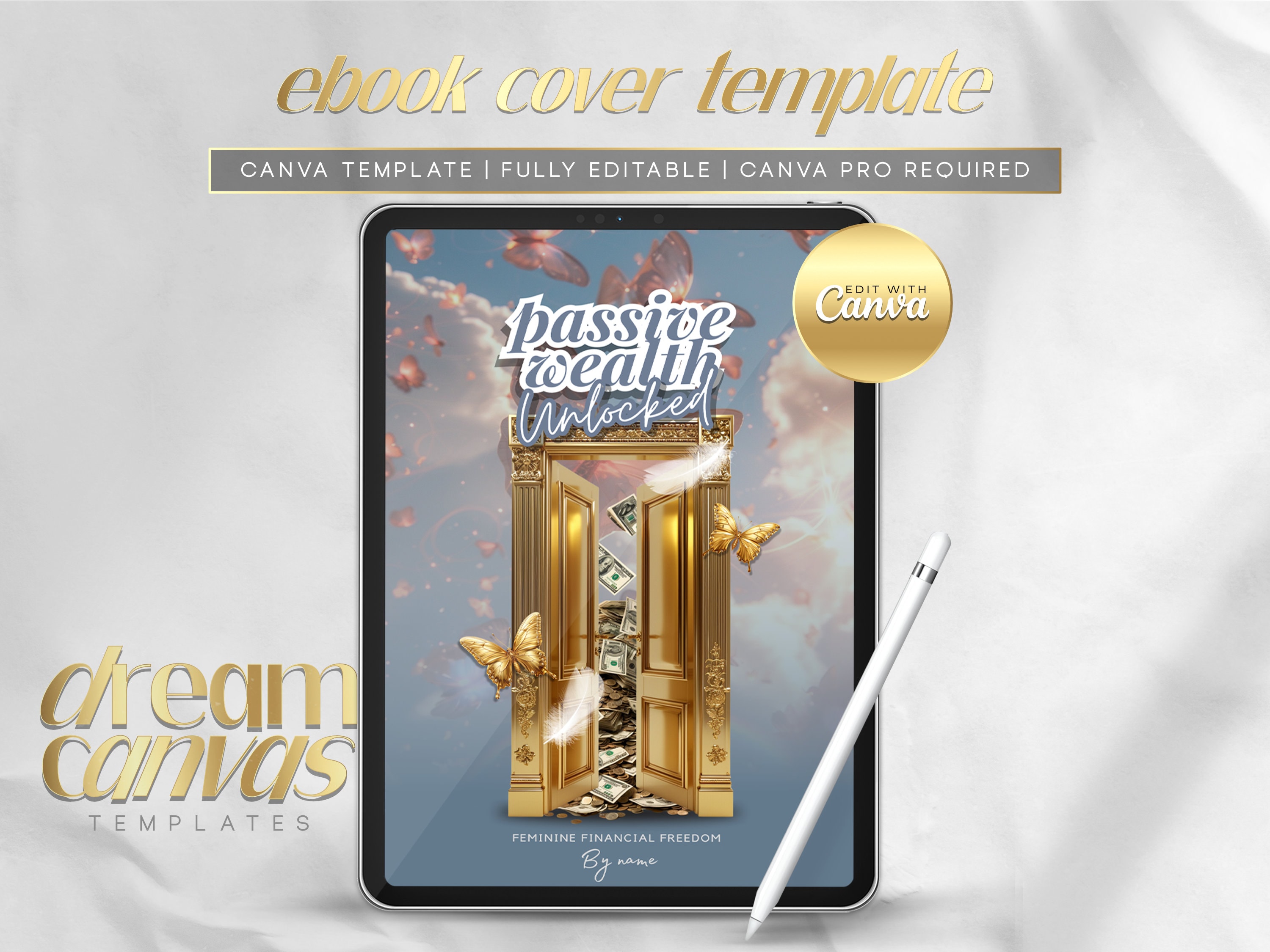 Ebook Cover Template, Canva Template, Planner Cover, Canva Pro, Passive ...