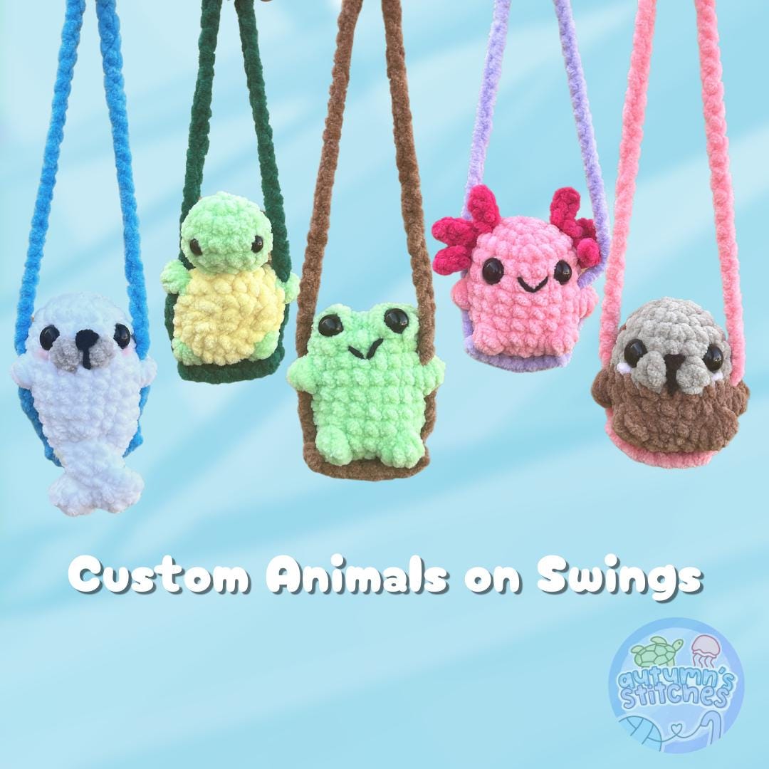 Custom Aquatic Animals on Swings Crochet Plushie - Etsy