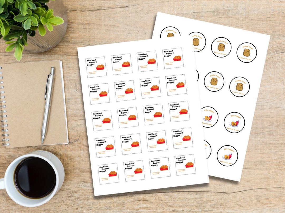 Emotional Support Chicken Nugget Tags (DIGITAL PDF) - Etsy