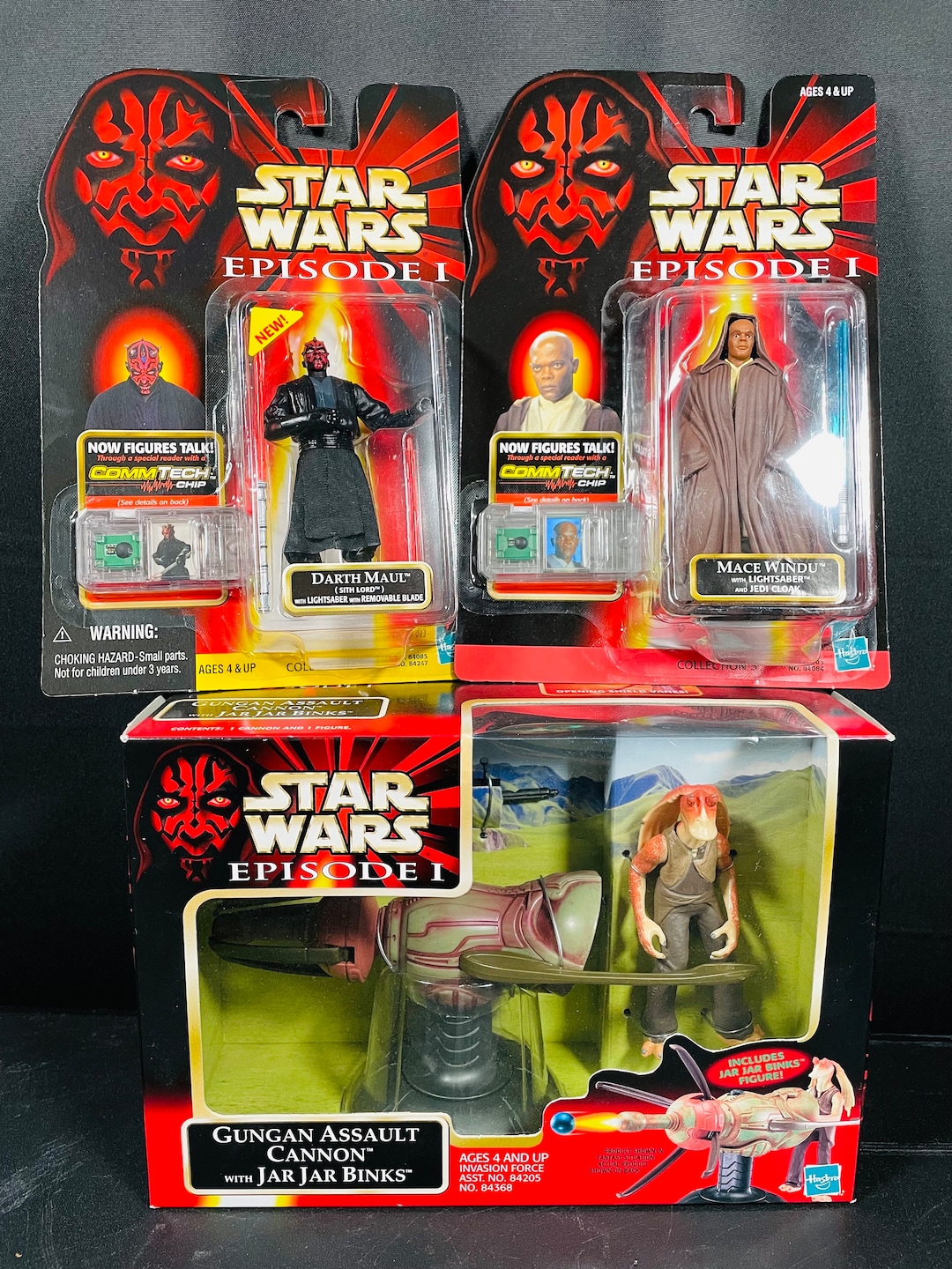 Star Wars Episode 1 Action Figures Hasbro Jar Jar Cannon Mace Windu ...