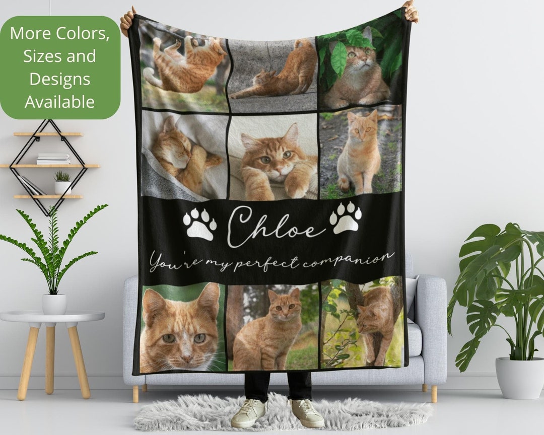 Personalized Cat Blanket, Cat Lover Gift, Custom Photo Blanket, Pet ...