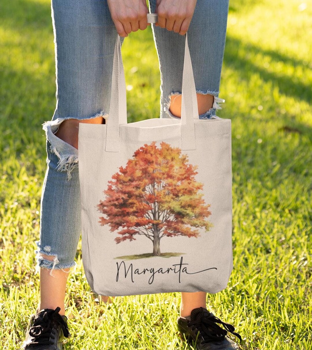 Personalized Fall Tree Tote Bag Canvas, Birthday Gift for Her, Gift for ...