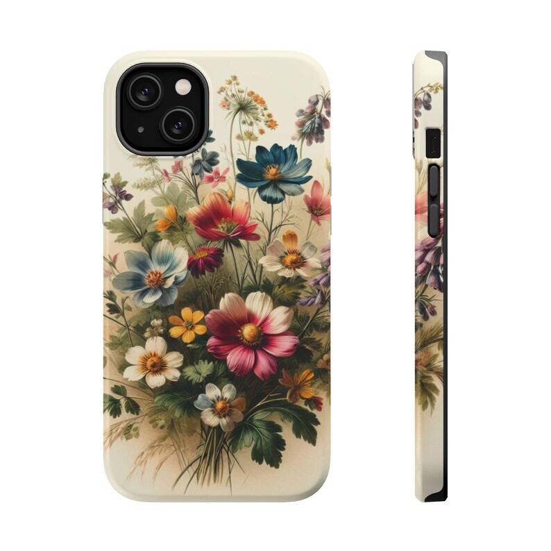 Wildflower Watercolor Floral Magsafe Tough Phone Case Fits iPhone 15 14 13 Pro Plus Pro Max Mini ...