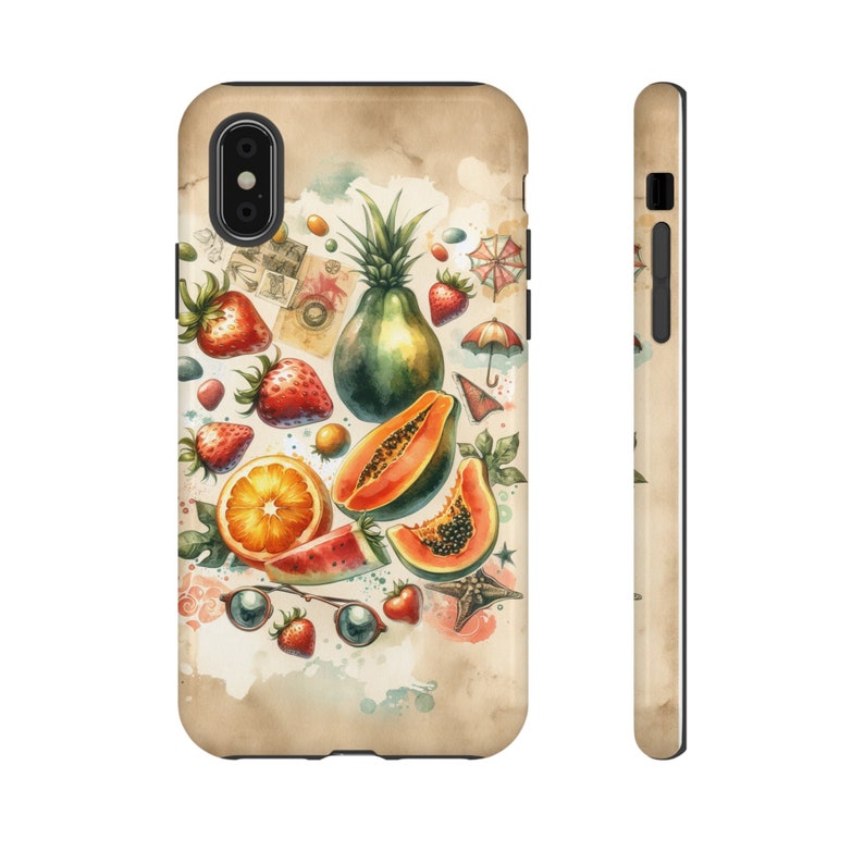 Summer Fruits Watercolor Collage Phone Case, Girly Fruit Aesthetic ...