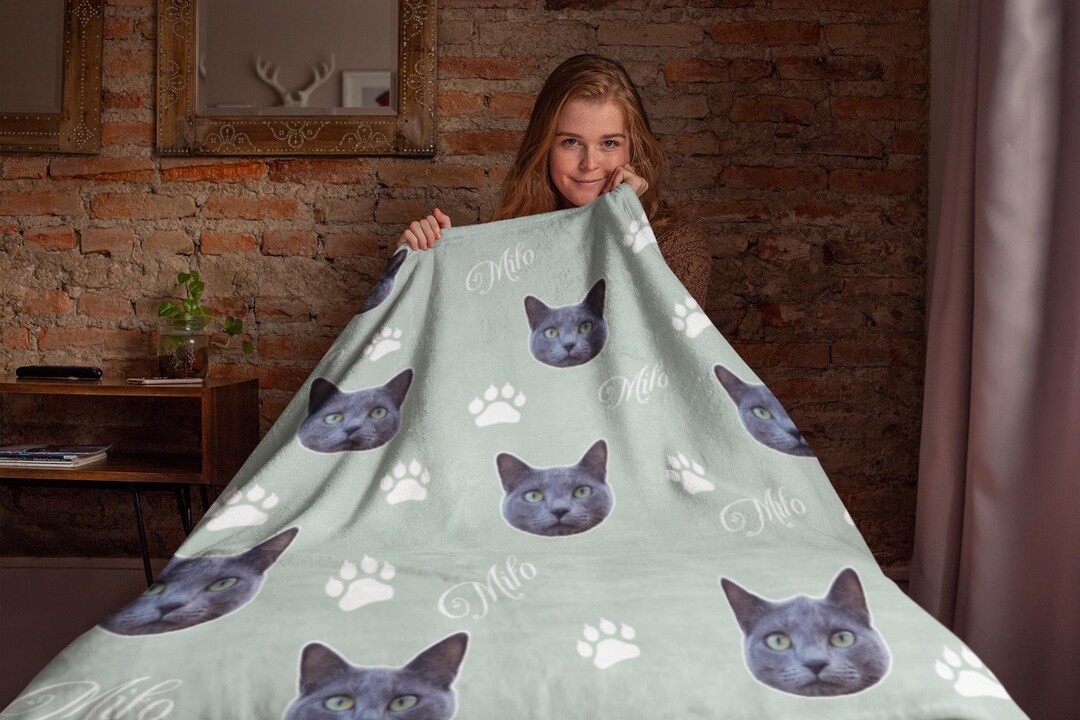 Personalized Cat Blanket, Cat Lover Gift, Custom Photo Blanket, Pet ...