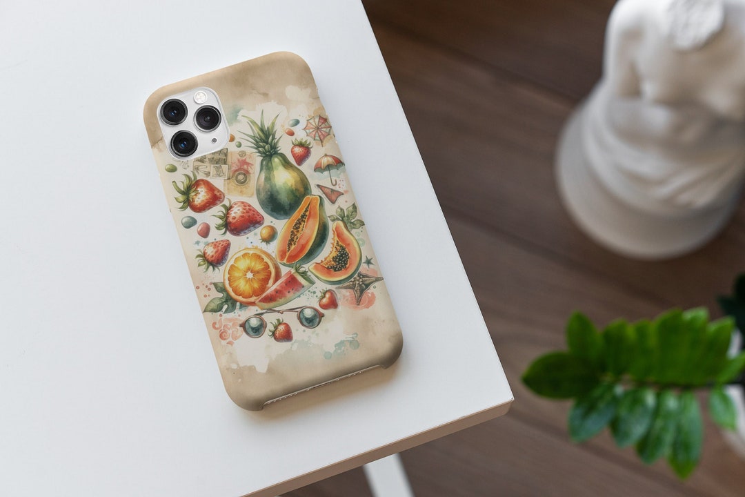 Summer Fruits Watercolor Collage Phone Case, Girly Fruit Aesthetic ...