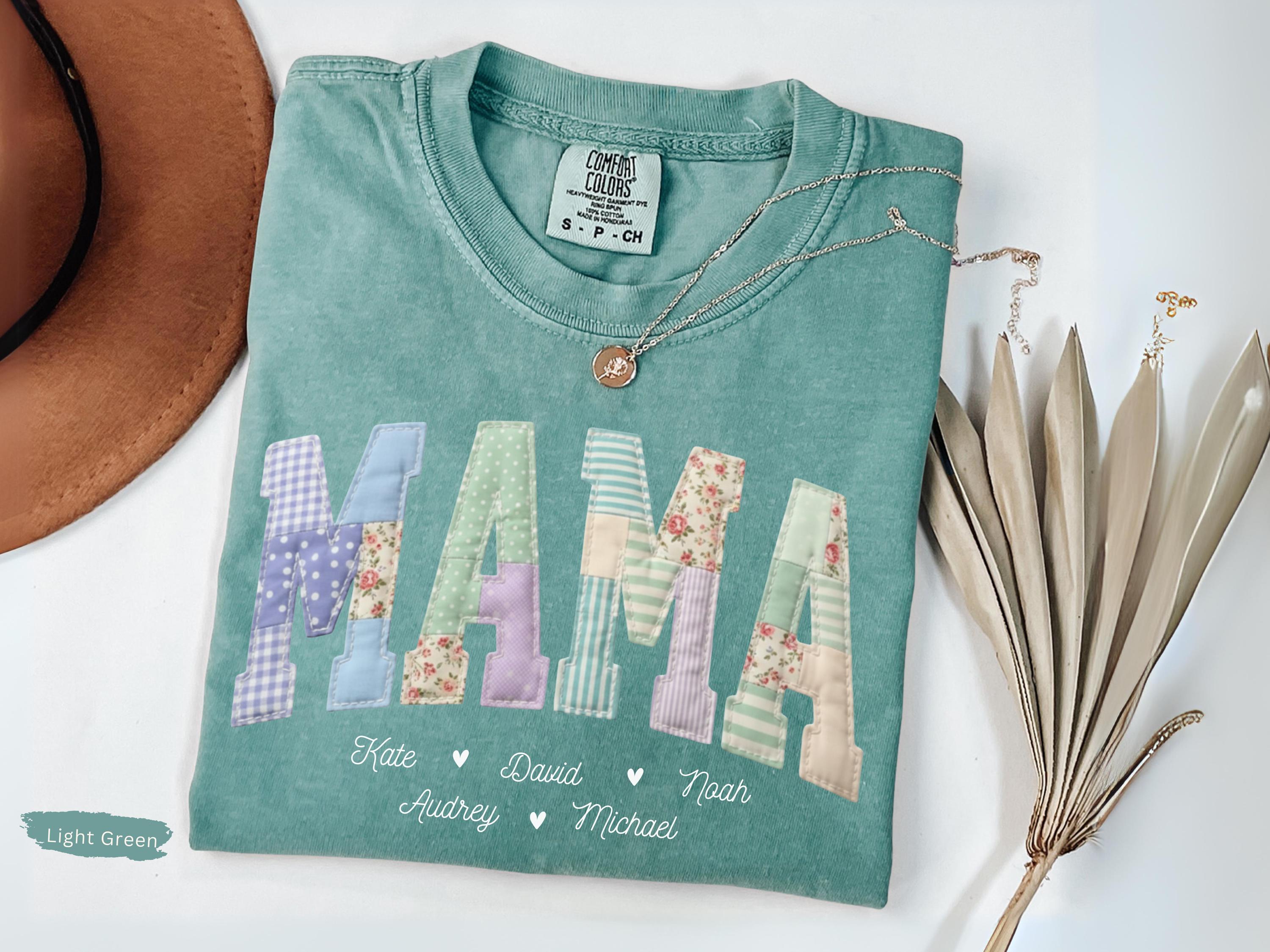 Personalized Mama Faux Patchwork Shirt With Kids Names, Floral Mom ...