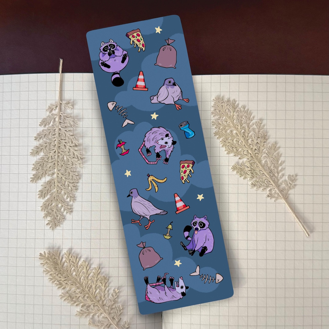 Raccoon, Possum, Pigeon Bookmark: Street Friends Art - Book Lover Gift ...