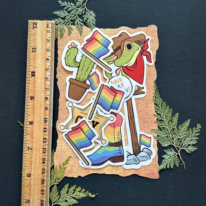 LGBTQ PRIDE Sticker Pack Cute Cowboy Frog Y'all Means All Glossy Vinyl ...