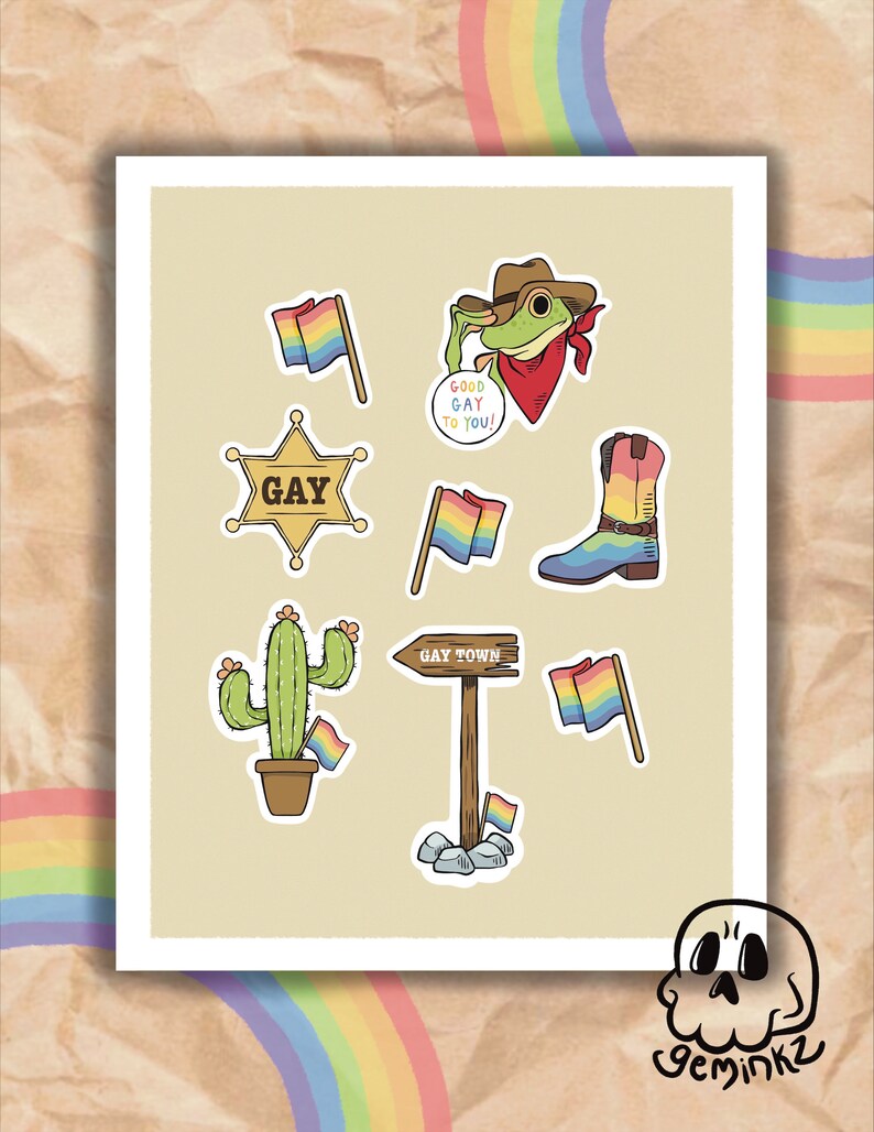 LGBTQ PRIDE PRINT Cute Lgbt Cowboy Frog Flash Art Print 8x10 or 5x7 - Etsy