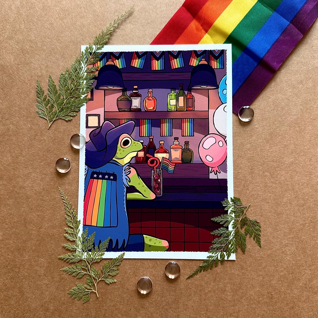 LGBTQ+ Pride Print – Cowboy Frog at LGBT Bar, 5x7 Art Print - Etsy