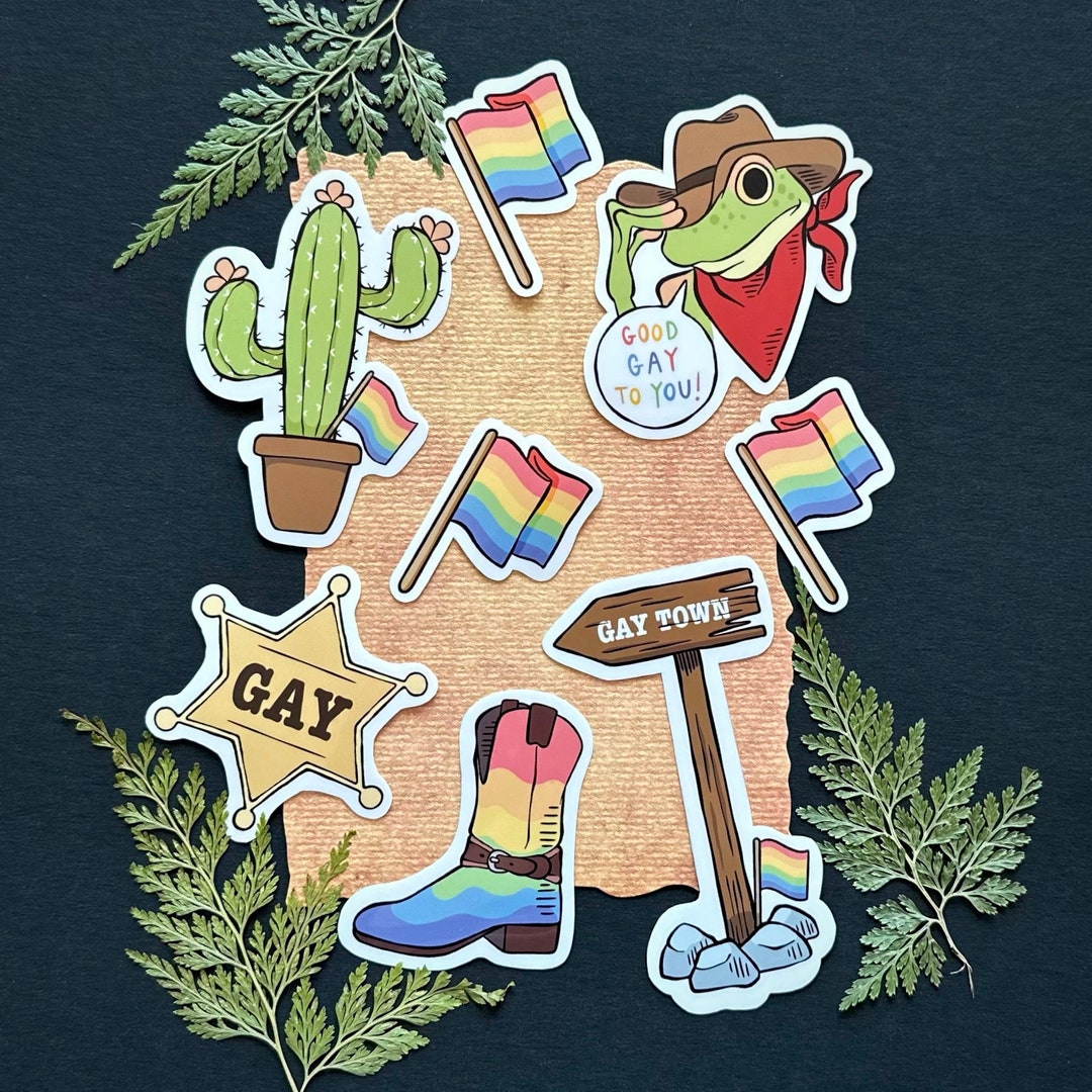 LGBTQ+ PRIDE Sticker Pack - Cute Lgbt Cowboy Frog - Y'all Means All ...