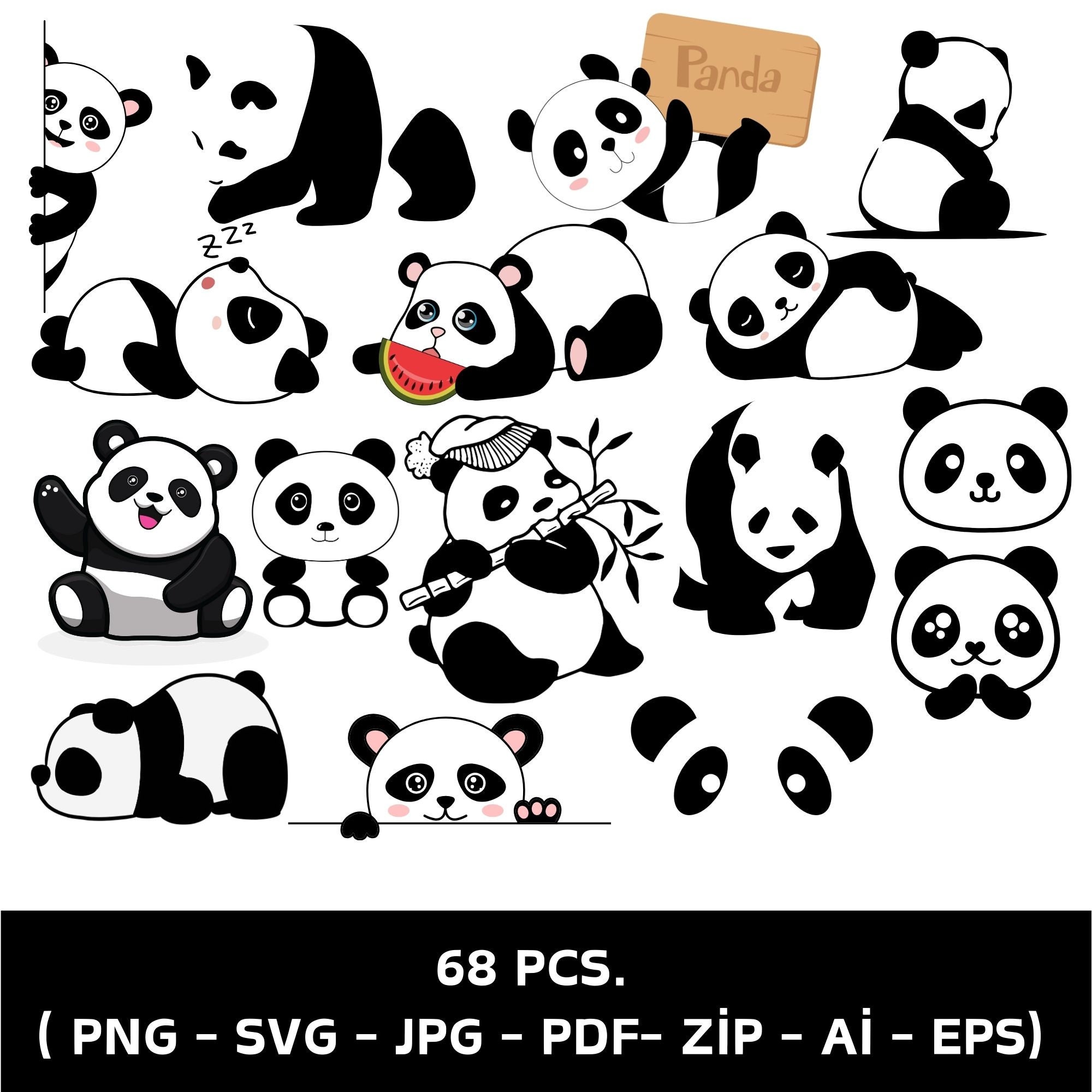 Pandasvg Cute PANDA Svg, Cartoon Panda Svg, Panda Clipart, Cricut ...