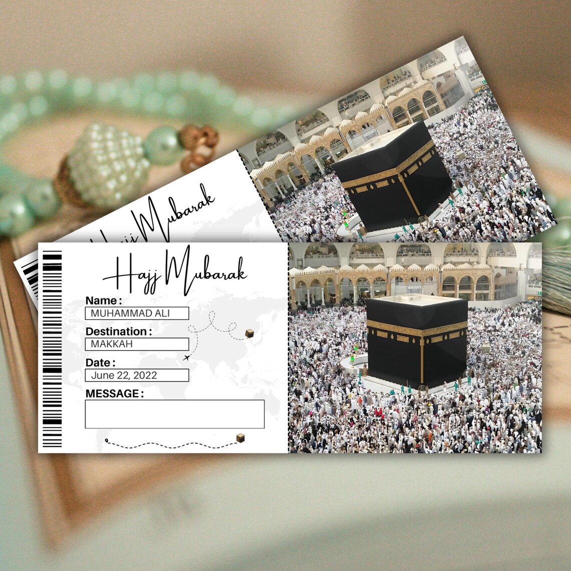 Hajj Boarding Pass, Editable Umrah Mubarak Boarding Pass, Hajj Plane ...
