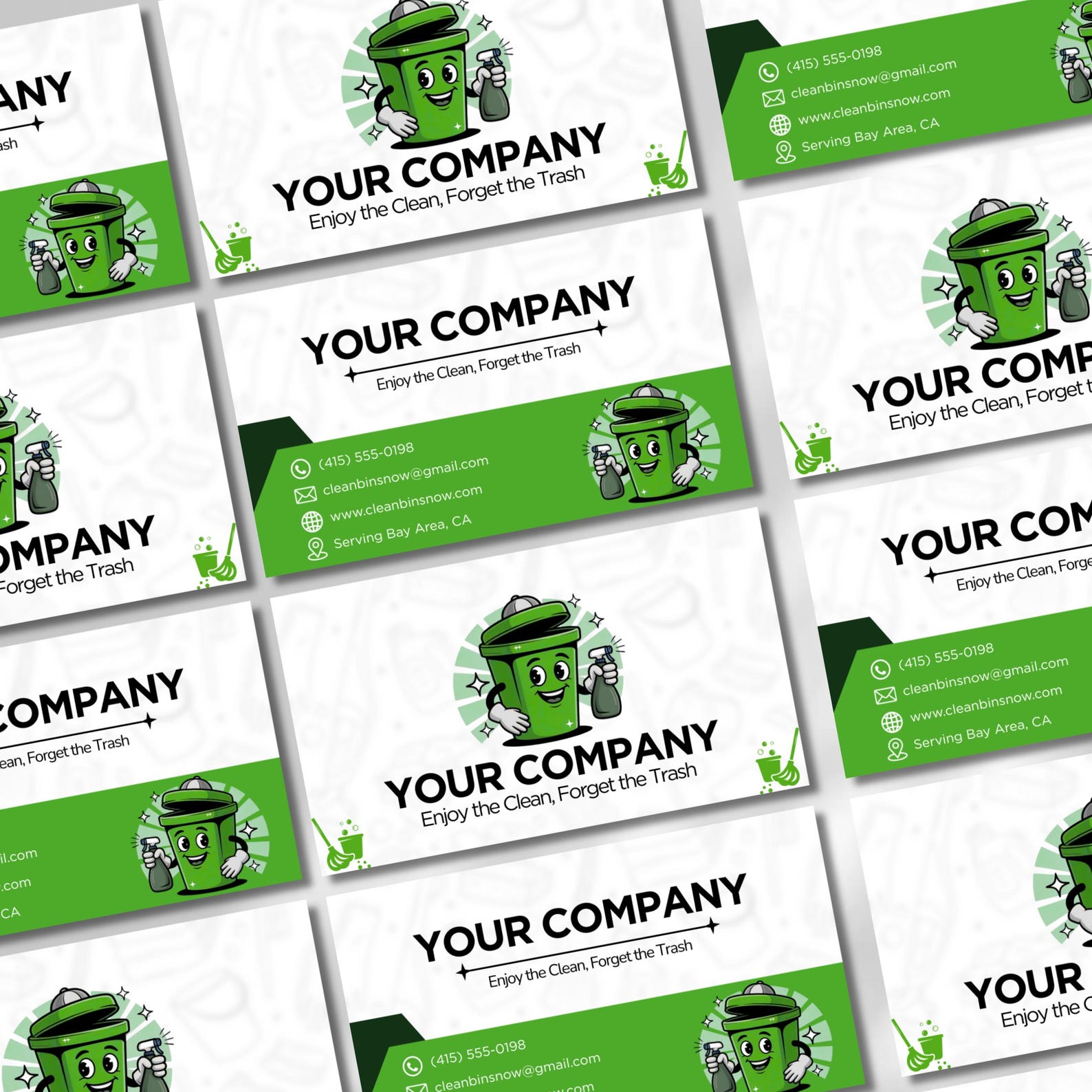 Trash Bin Cleaning Business Card, Garbage Can Wash Marketing Card ...