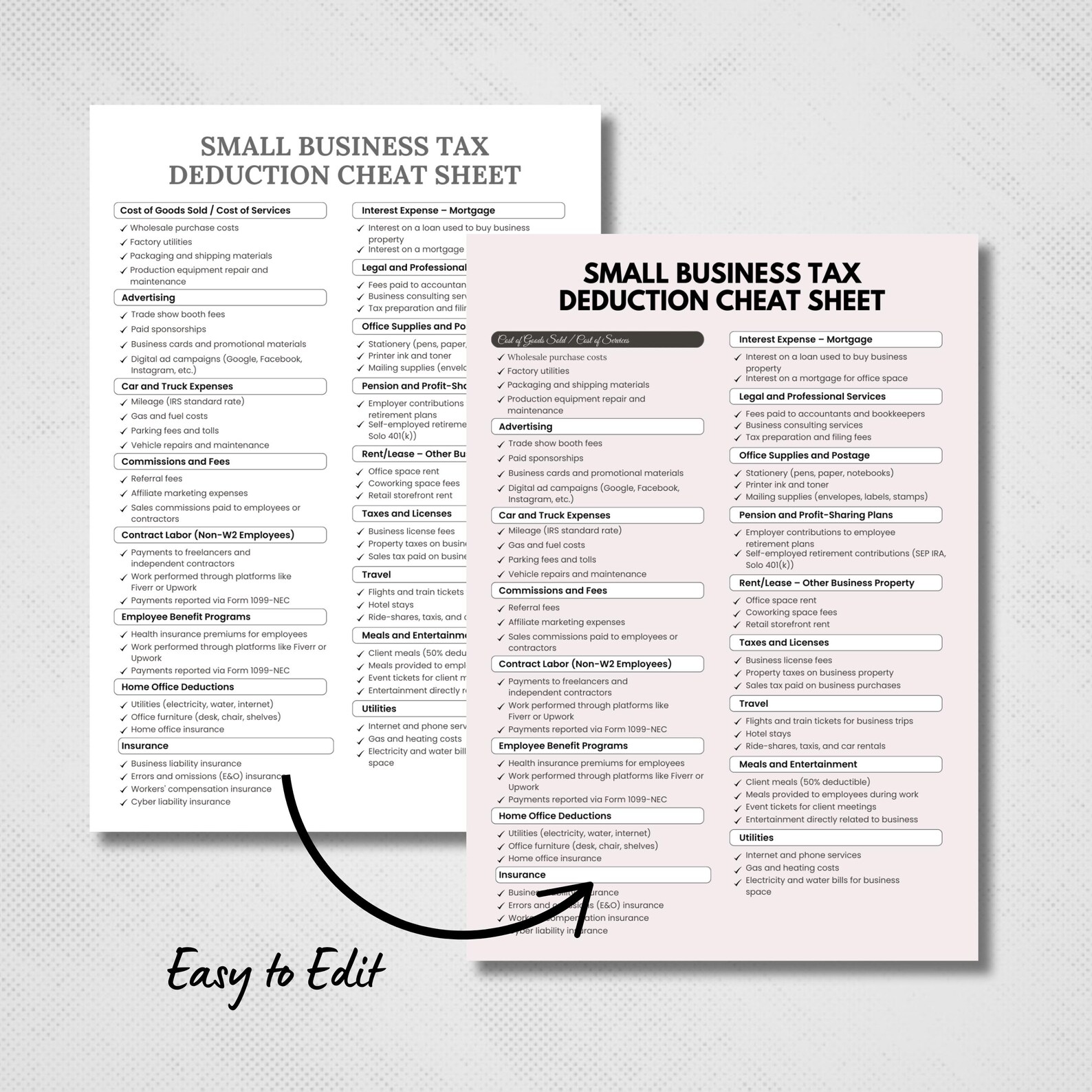 Tax Deduction Sheets, Business Tax Deductions, Tax Deduction Tracker ...