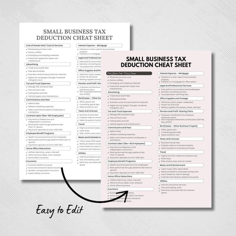 Tax Deduction Sheets, Business Tax Deductions, Tax Deduction Tracker ...