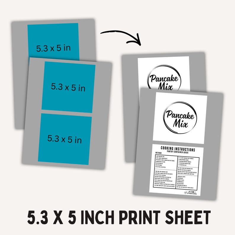 Printable Pancake Mix Label Template Pancake Pantry Recipe Label for ...