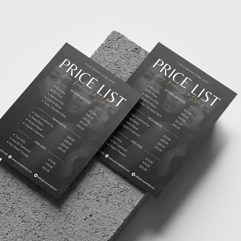 Price List Template, Hair Pricing Flyer, Price List Flyer,pricing Guide ...