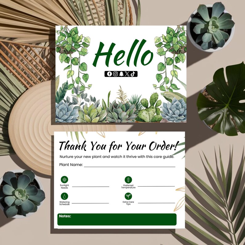 Plant Care Card, Care Card Template, Succulent Plant Care Card, Indoor ...