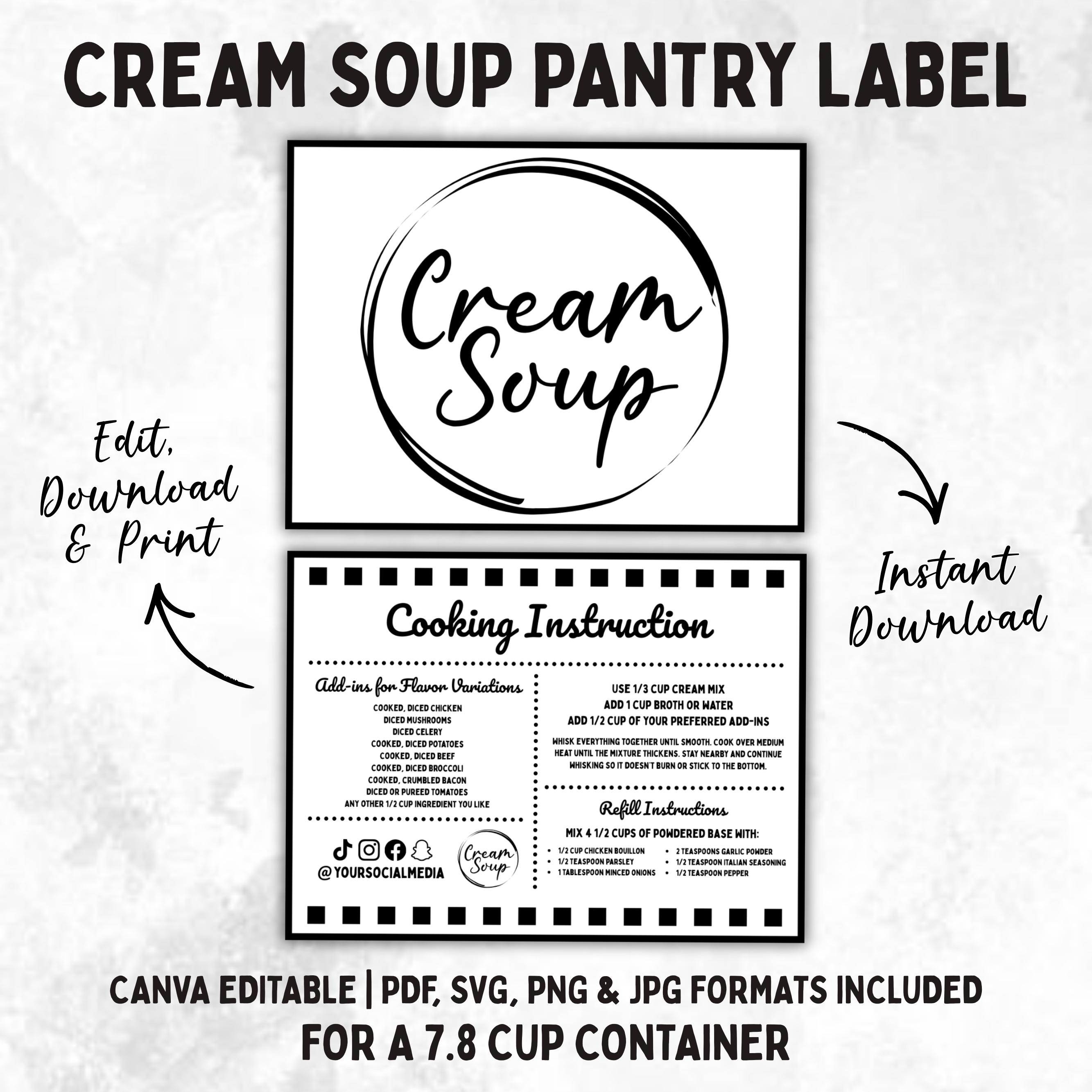 Printable Cream Soup Mix Labels, Editable Homemade Cream Soup Canva ...