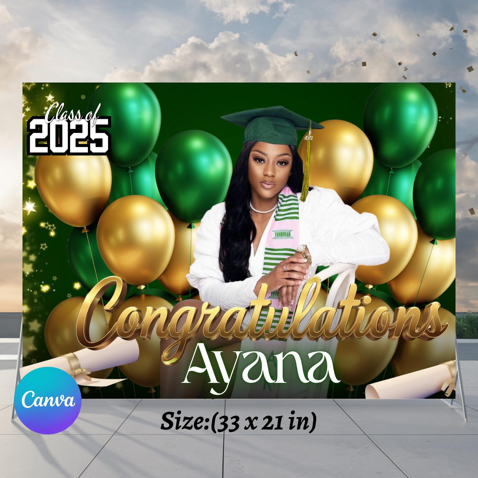 Graduation Backdrop Bundle, 4 Editable Graduate Backdrops, Canva Grad ...