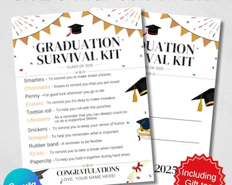 EDITABLE Graduation Survival Kit, After Graduation Survival Kit ...