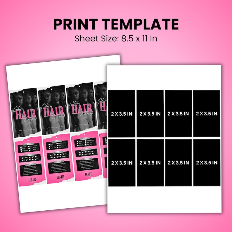 Hair Hang Tag Template, Editable Hair Tag, DIY Hair Hang Tag Design ...