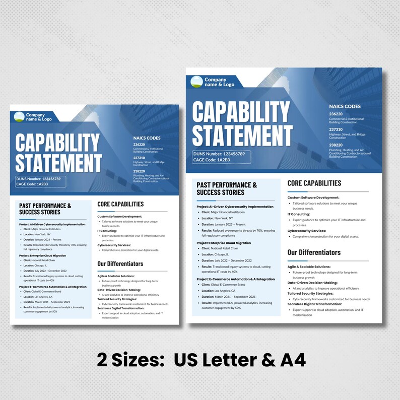 Capability Statement Template Canva, Corporate Flyer, Editable Business ...