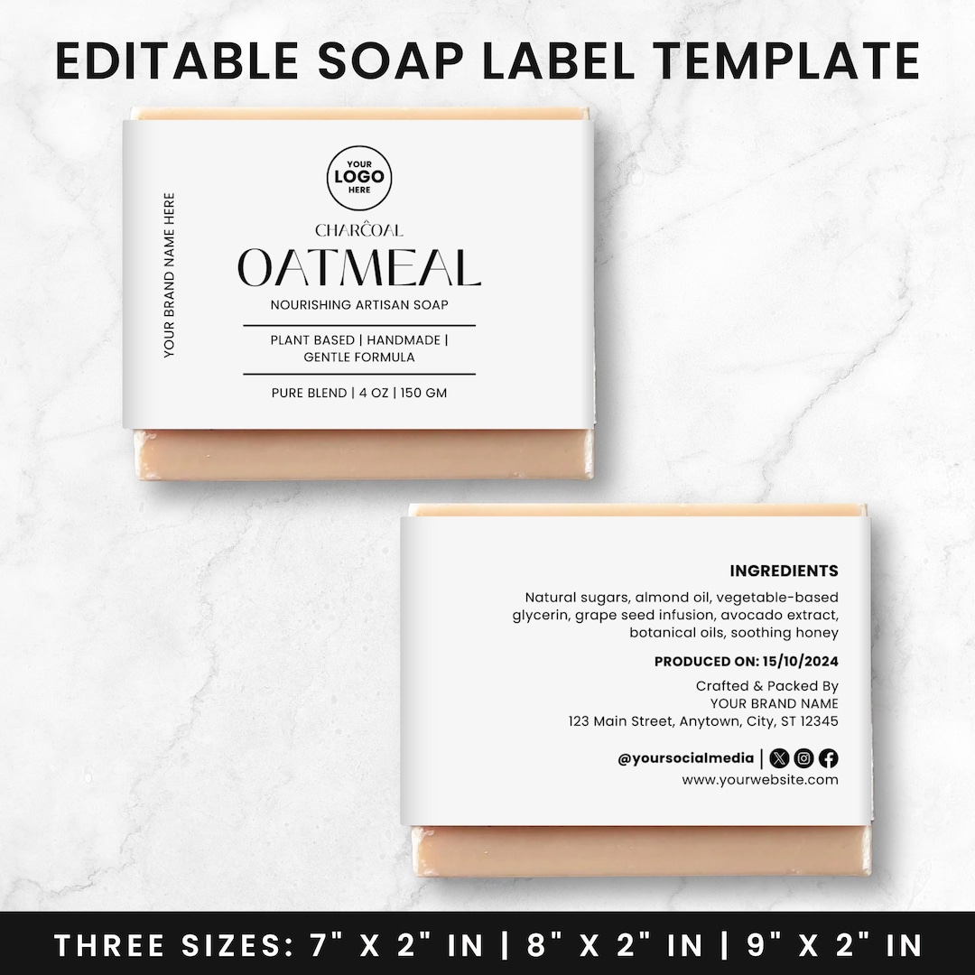 Editable Soap Label Template, Wrap Around Soap Label, Printable DIY ...
