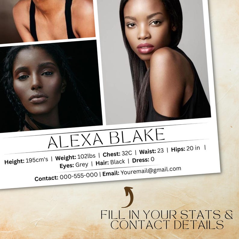 Comp Card, Model Comp Card Template, Zed Card for Models Template ...