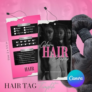 Hair Hang Tag Template, Editable Hair Tag, DIY Hair Hang Tag Design ...