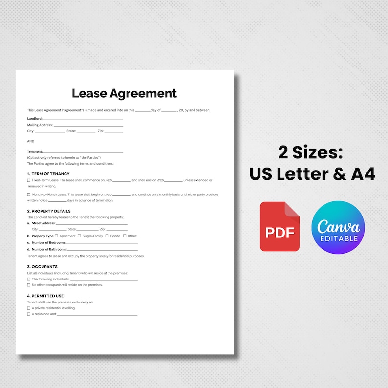 Printable Lease Agreement,editable Rental Agreement Template,rental ...