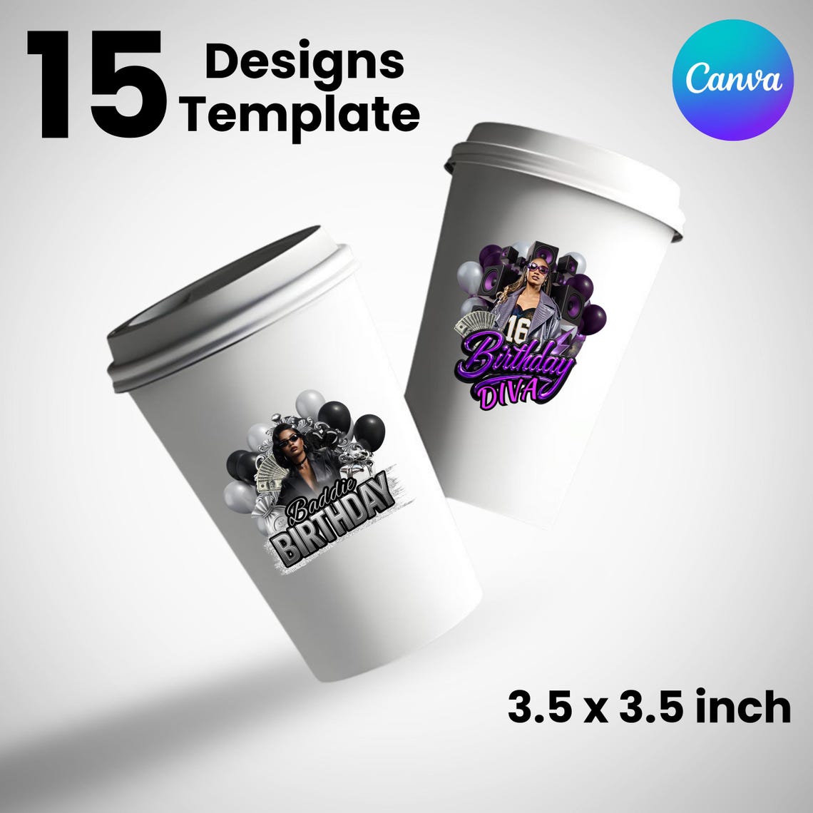 Styrofoam Cup Sticker Template, Editable Party Cup Template ...