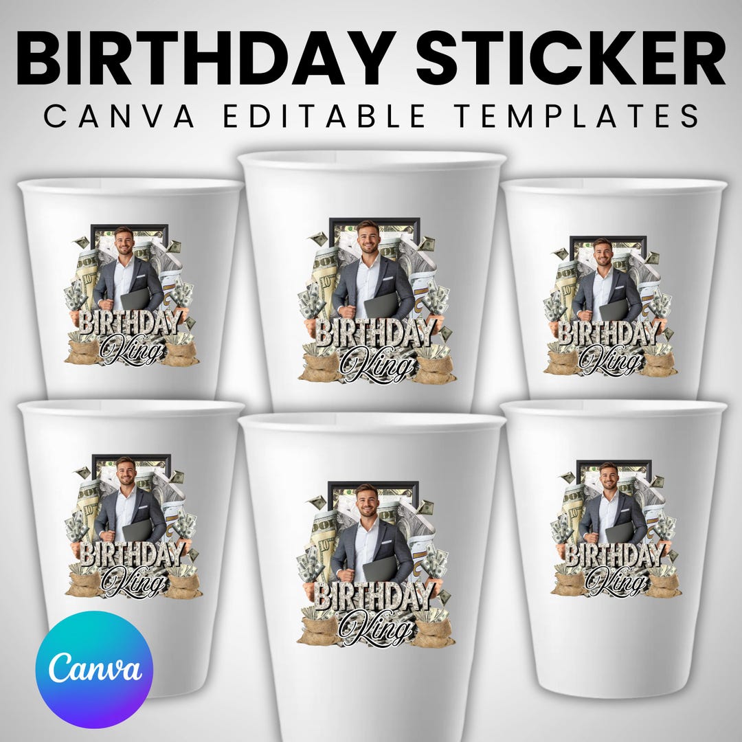 Styrofoam Cup Stickers Templates, Dollar Theme Birthday Sticker, Shot ...