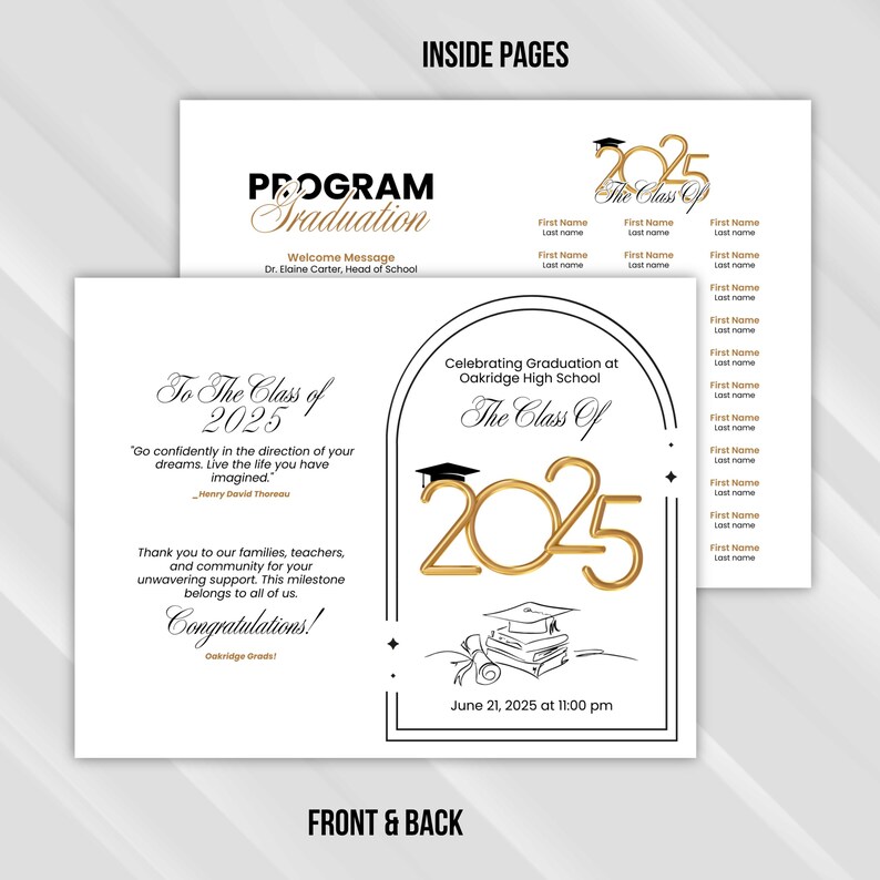 2025 Graduation Program Template, Editable 2025 Ceremony Card, Class of ...