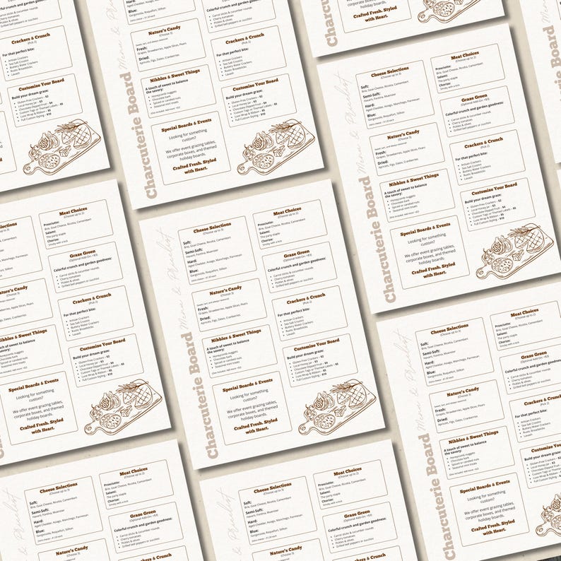 Charcuterie Business Pricelist Menu Board Template, Charcuterie Menu ...