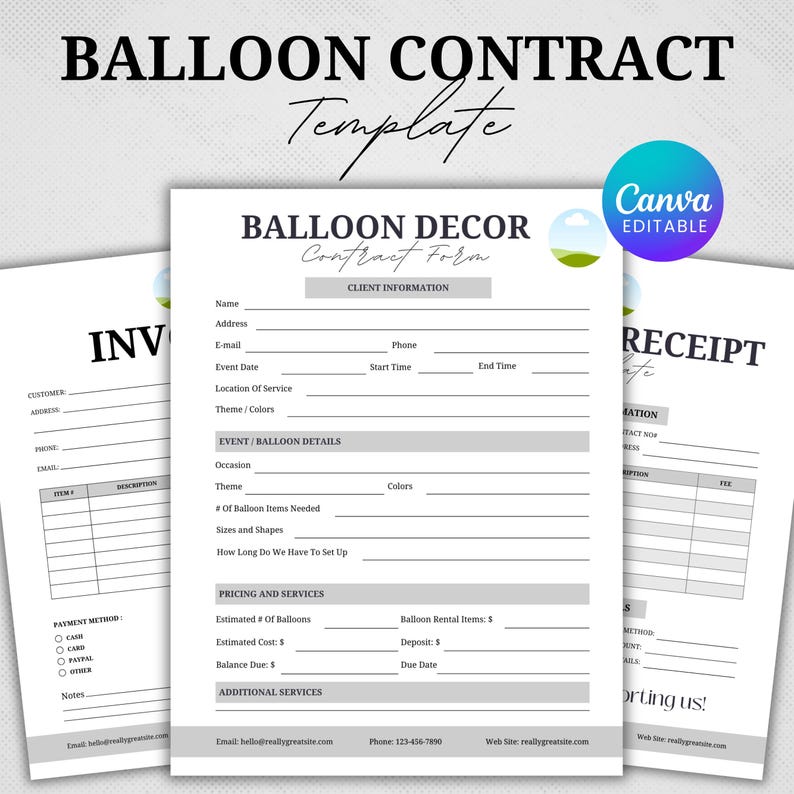 Editable Balloon Decor Contract Template, Balloon Decoration Service ...