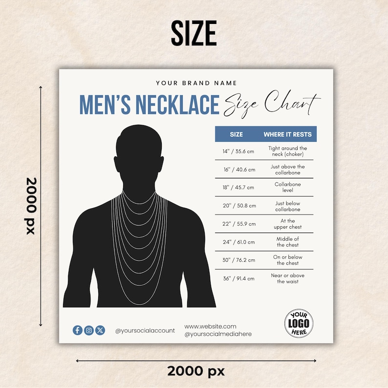 Necklace Size Chart, Size Chart for Necklace Display, Necklace Size ...