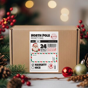 Editable Santa Shipping Label Canva Template | Personalized North Pole ...