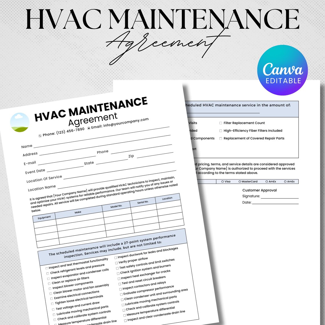 Hvac Maintenance Agreement Template, Commercial Hvac Maintenance, Hvac ...