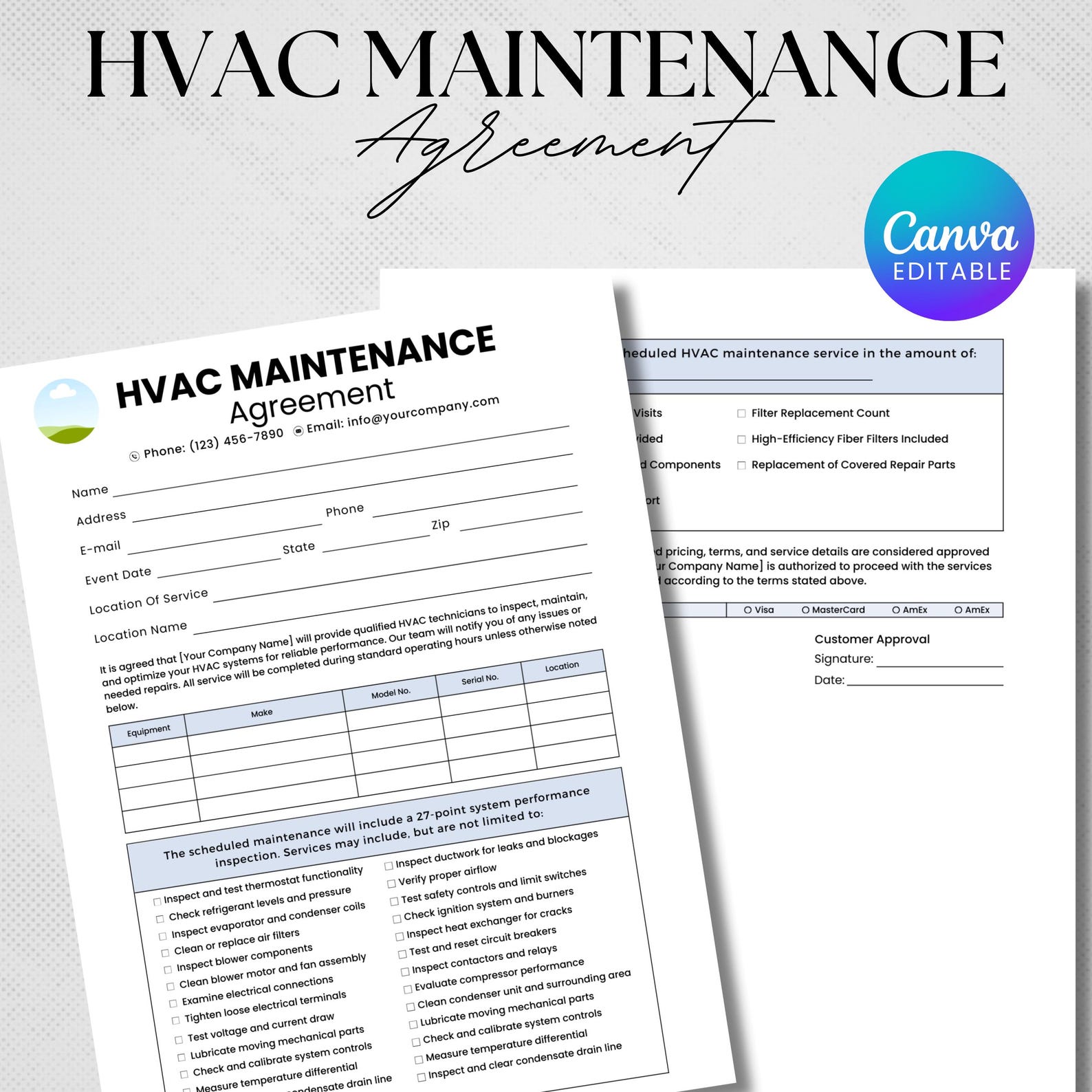 Hvac Maintenance Agreement Template, Commercial Hvac Maintenance, Hvac ...